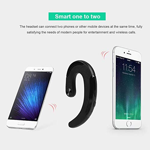 ASHATA Bone Conduction Headphones, Wireless Bluetooth Bone Conduction Headset Earphone,Ergonomic Stereo Ear-Hook with Micphone,HD Sound Quality,HD Call(Black)