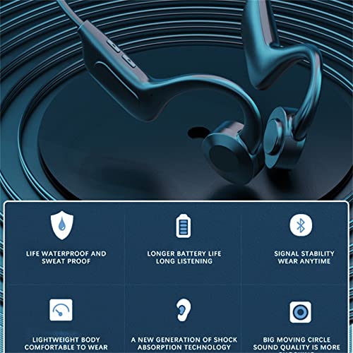 LADIGASU Wireless Bluetooth Headset Osteoconductive Headset Ear Hook Sports Headset Business Headset Lightweight Noise Reduction Bluetooth 5.2 Earphone