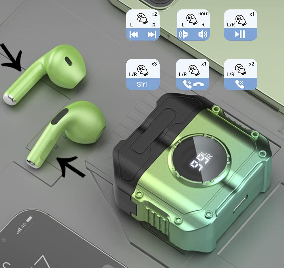 Bluetooth Headphones V5.3 Wireless Earbuds 65Hrs Standby Battery Life with Wireless Charging Case & LED Power Display Deep Bass IPX7 Waterproof Earphones Microphone Stereo Headset for iPhone & Android
