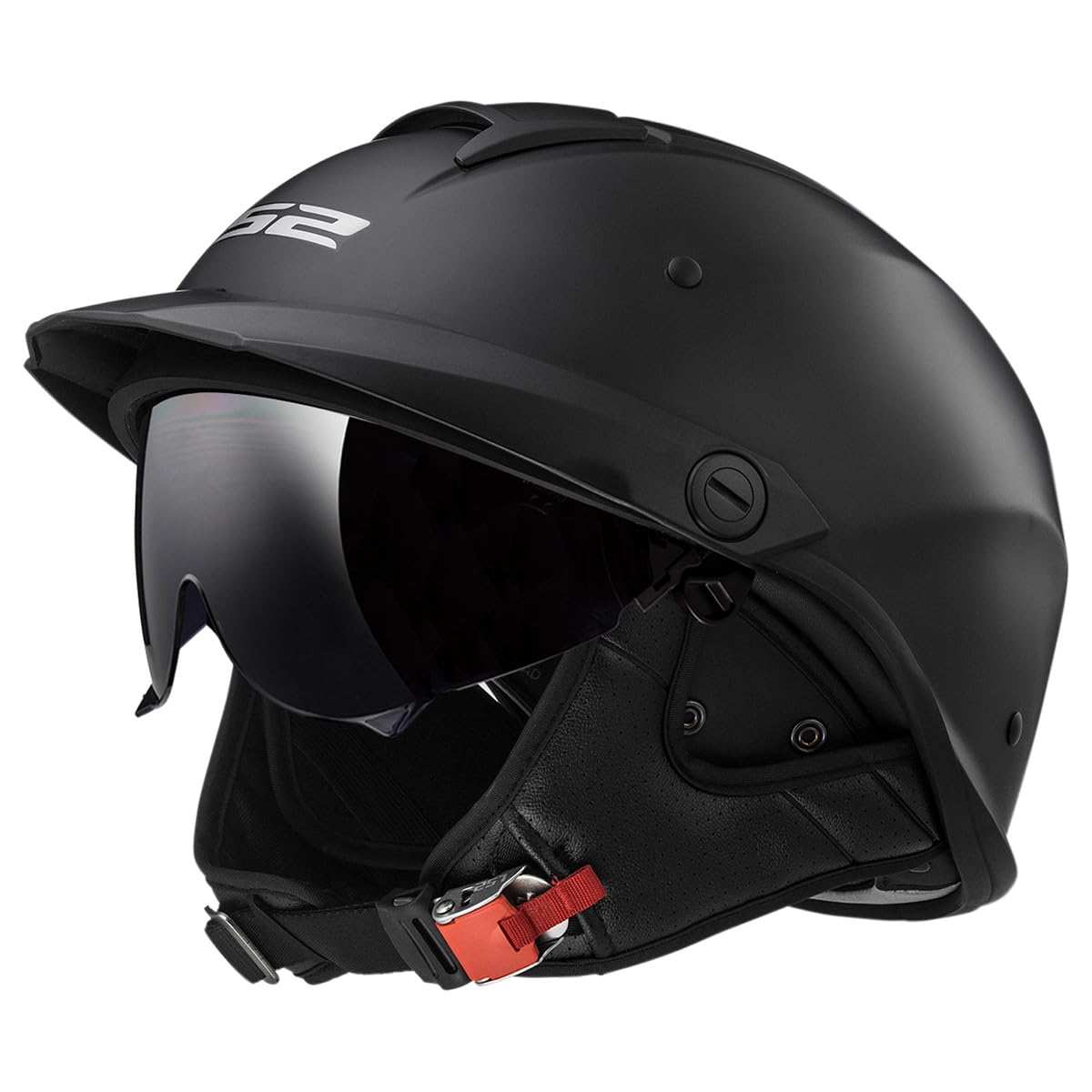 LS2 Helmets Rebellion Motorcycle Half Helmet (Matte Black - Large)