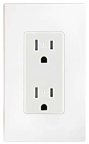 Leviton T5325-WMP 15 Amp 125 Volt, Tamper Resistant, Decora Duplex Receptacle, Straight Blade, Grounding, White M22-Straight, 125 V, 2 Pole, 3 Wire, 10 Pack