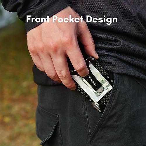 Extremus Mens Wallet, Slim Tactical Wallet with Money Clip and Credit Card Holder, Minimalist Front Pocket Wallet for Men, Rfid Blocking Wallet, Black