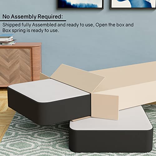 Mattress Solution, 4-Inch Sturdy Box Spring for Mattress Support-Durable and Fully Assembled, Natural Wood Foundation for Full XL, Black