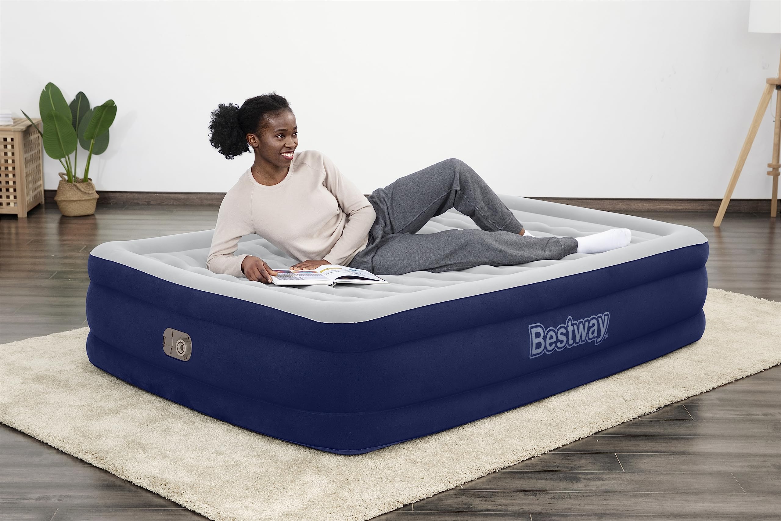 Bestway Tritech Air Mattress Full 15" with Built-in AC Pump, Navy
