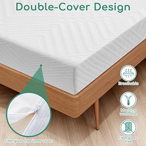 Airdown Full Mattress, 8 Inch Memory Foam Mattress with Breathable Fabric Cover, Medium Feel Green Tea Gel Foam Bed Mattress for Kids, Full Mattress in A Box, CertiPUR-US Certified
