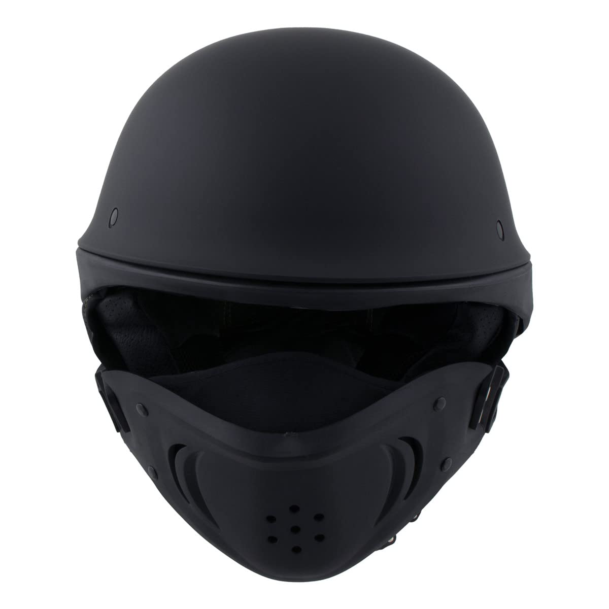 Milwaukee Helmets MPH9830DOT Rascal 3/4 Open Face Flat Black 2 in 1 Motorcycle Helmet Biker - Large