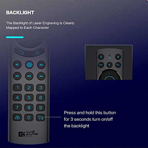 G20BTS Plus Wireless Bluetooth 5.0 Voice Backlit Remote Control Support 2.4G USB Gyroscope IR Learning Remote Control for Android TV Box(G20S Pro Plus)