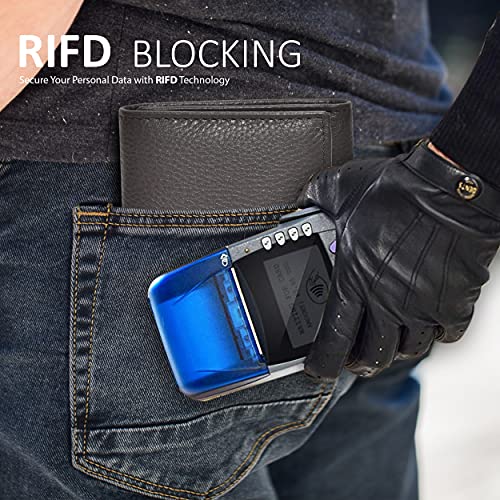NeoMonte Handcrafted RFID Leather Wallet For Men, Sleek Trifold Front Pocket Wallet with 2 ID & 9 Cards Slots