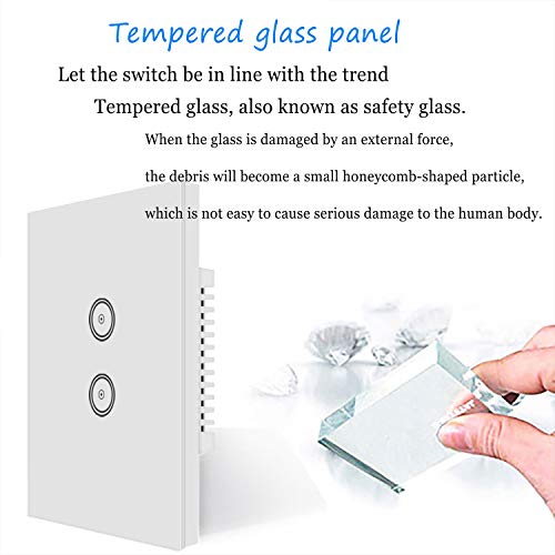 2pack Smart Light Switch WiFi Touch Wall Light Switch Easy to Install, App Remote Control Timer Switch,Voice Control,Set Schedule Timer,Compatible with Amazon Alexa and Google Assistant