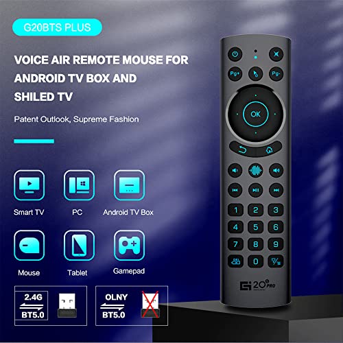 G20BTS Plus Wireless Bluetooth 5.0 Voice Backlit Remote Control Support 2.4G USB Gyroscope IR Learning Remote Control for Android TV Box(G20S Pro Plus)