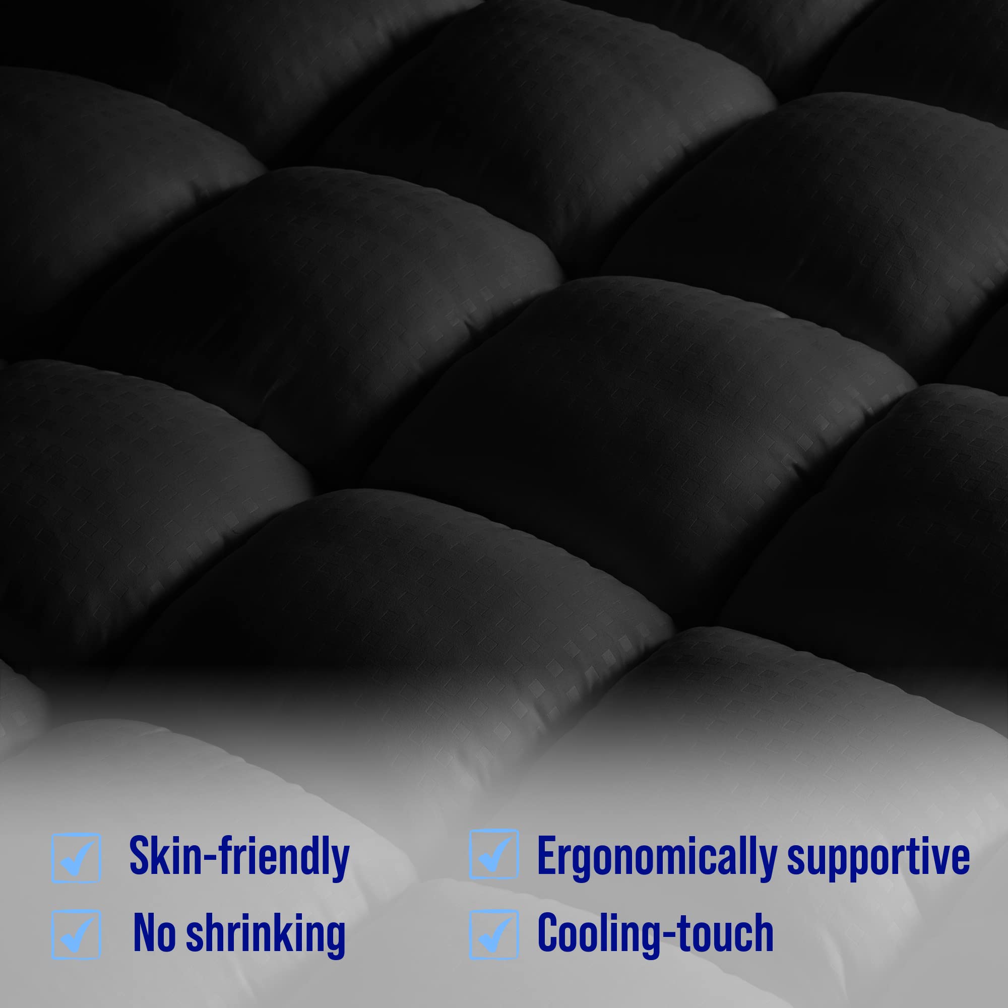HYLEORY Full XL Size Mattress Topper for Back Pain, Extra Thick Cooling Mattress Pad Cover, Down Alternative Overfilled Plush Pillow Top with 8-21 Inch Deep Pocket, Black