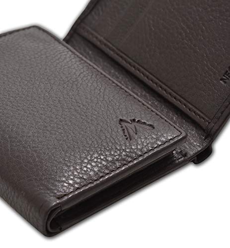 NeoMonte Handcrafted RFID Leather Wallet For Men, Sleek Trifold Front Pocket Wallet with 2 ID & 9 Cards Slots