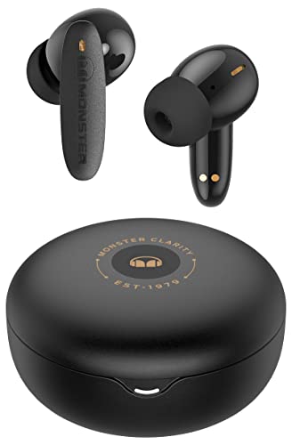 Monster Clarity 108 ANC Active Noise Cancelling Earbuds Bluetooth 5.2 Wireless Earphones with 4 Built-in Microphones, 30H Long Playtime Deep Bass Fast Charging Cordless Hands Free Clear Call