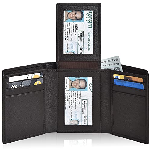 NeoMonte Handcrafted RFID Leather Wallet For Men, Sleek Trifold Front Pocket Wallet with 2 ID & 9 Cards Slots