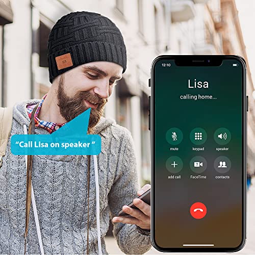 GREENEVER Bluetooth Beanie Hat Mens Gifts Christmas Stocking Stuffers Gifts for Men Women Black