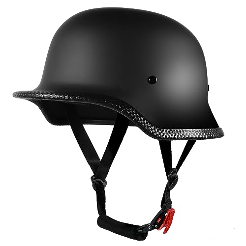 German Style Motorcycle Helmet, DOT Approved Half Face Helmets for Men Women, Adult Retro Black Half Shell Moped Helmet… (XX-Large, Matt Black)