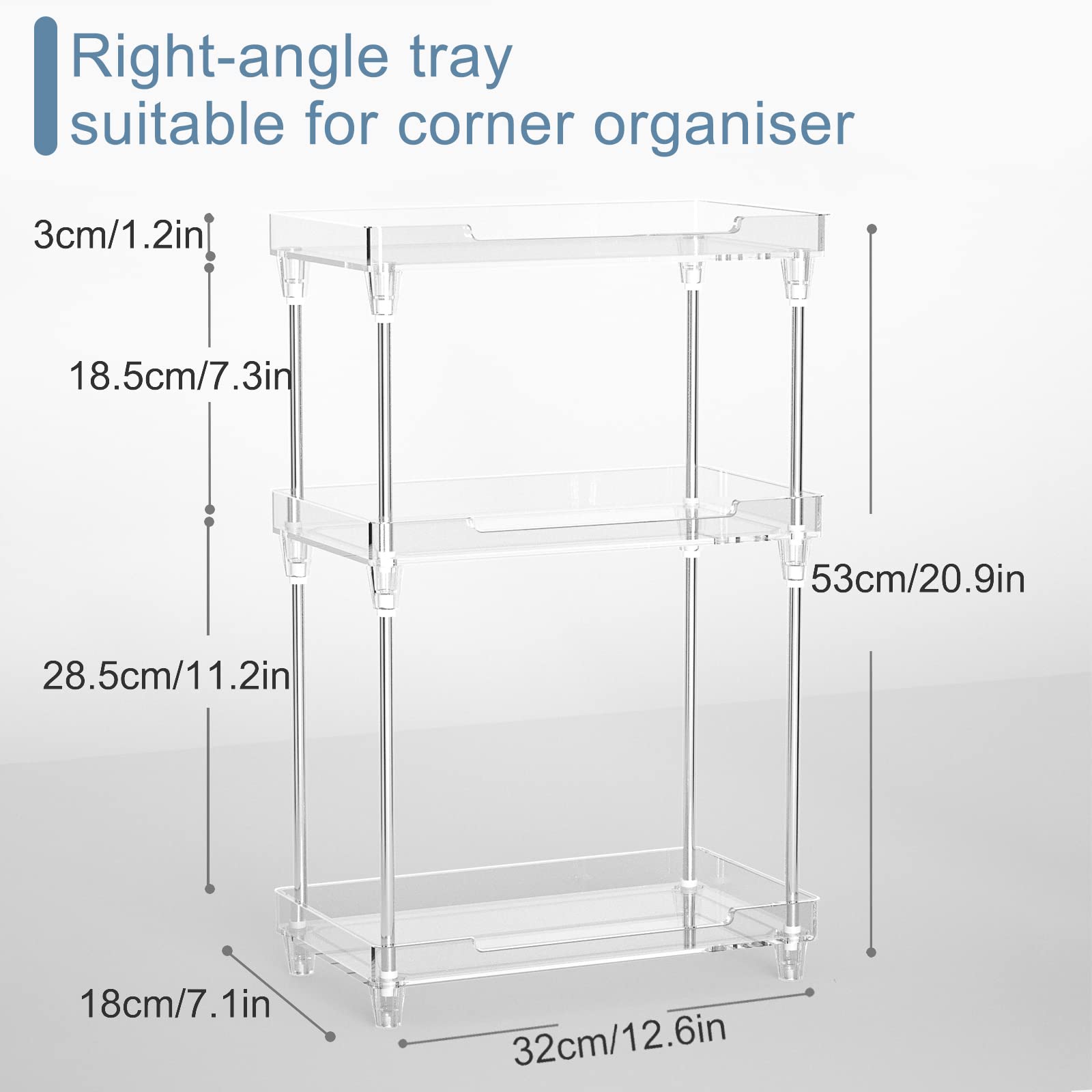 YIEZI Multi-Functional Plastic Shelf, 3-Tier, Anti-Slip, Easy Assembly, 30cm x 30cm x 10cm, Ideal for Organizing Cosmetics, Perfumes, Soaps, Lotions, and More