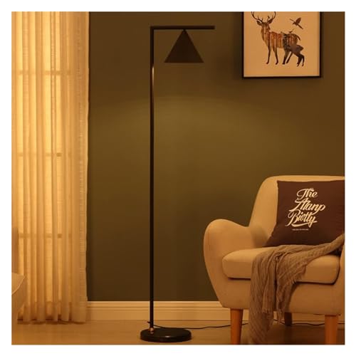 NTIYOU Floor Light Elegant Simplicity Floor Lamp, Vertical Lamp Warm Light with Hanging Metal Lampshade Metal Base Study Room Bedroom Office (Color : Black)