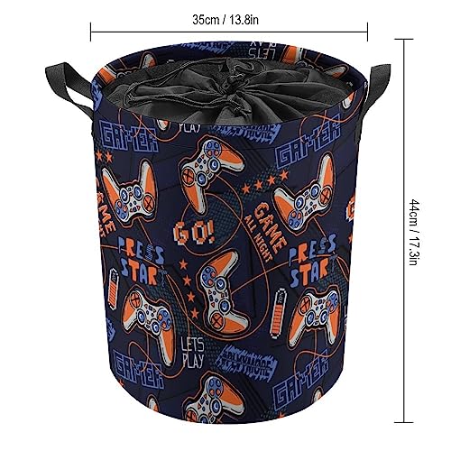 LynaRei Laundry Hamper Cool Game Joystick Small Dirty Clothes Storage Basket Loyal Game Lover Collapsible Waterproof Toy Organizer for Boys And Girls Bedrooms, Bathroom