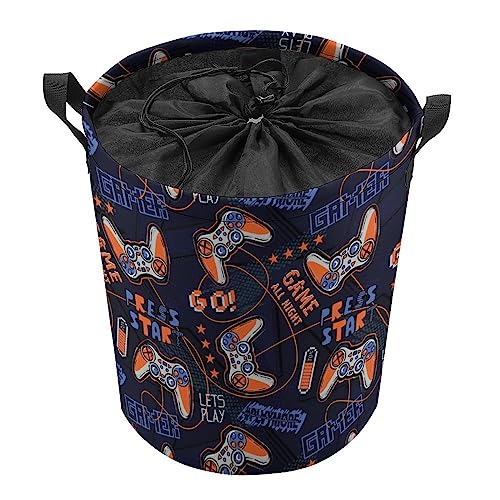 LynaRei Laundry Hamper Cool Game Joystick Small Dirty Clothes Storage Basket Loyal Game Lover Collapsible Waterproof Toy Organizer for Boys And Girls Bedrooms, Bathroom