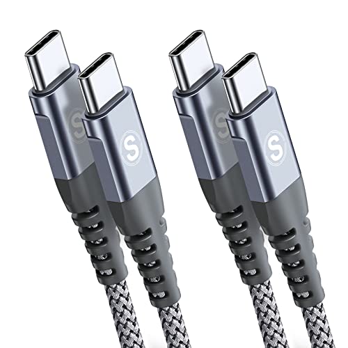 USB C to USB C Cable [2-Pack 6.6ft] PD 60W iPad Pro Charger Type C Charger Nylon Braided Cord for iPad Pro Air 4 5 Mini 6 Macbook Samsung S23 S22 S21 S20 S10 Ultra FE Plus Note 20 10 LG Moto Pixel PS5