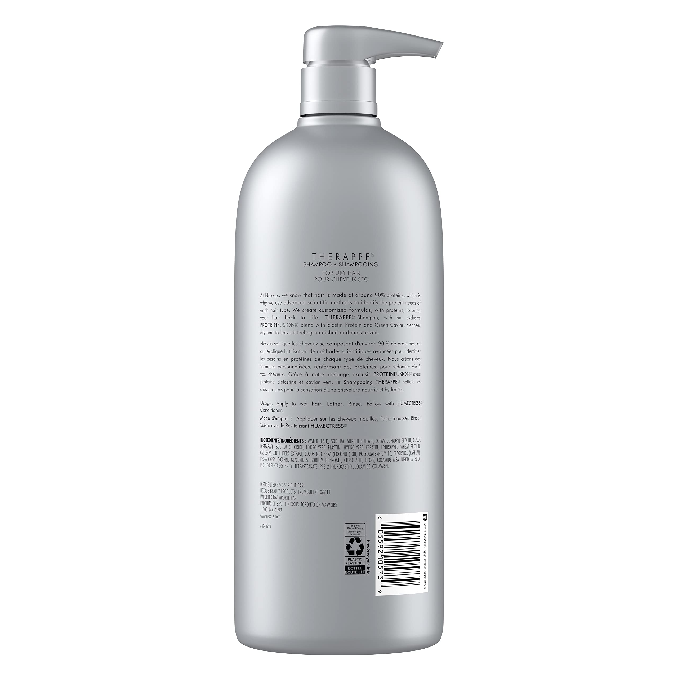 Nexxus Moisturizing Shampoo for Dry Hair Therappe Ultimate Moisture Silicone-Free, Moisturizing ProteinFusion with Elastin Protein and Green Caviar 33.8 oz