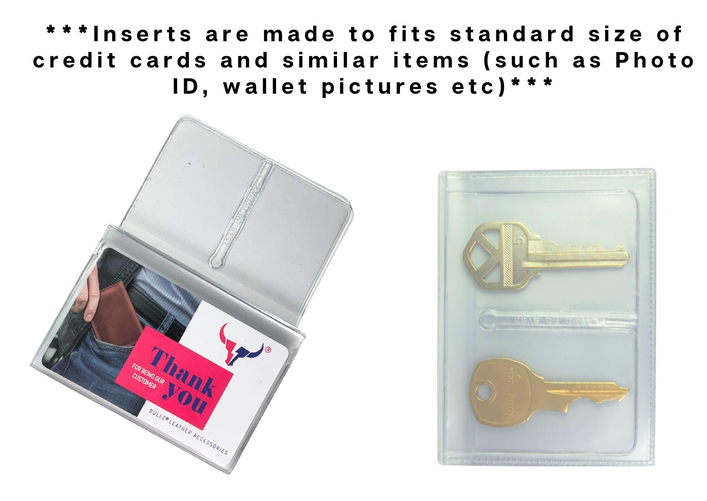 Set of 2 Heavy Duty Vinyl 6 Pages Insert for Bifold or Trifolds Wallet MADE IN USA
