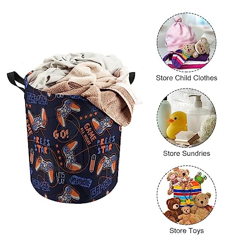 LynaRei Laundry Hamper Cool Game Joystick Small Dirty Clothes Storage Basket Loyal Game Lover Collapsible Waterproof Toy Organizer for Boys And Girls Bedrooms, Bathroom