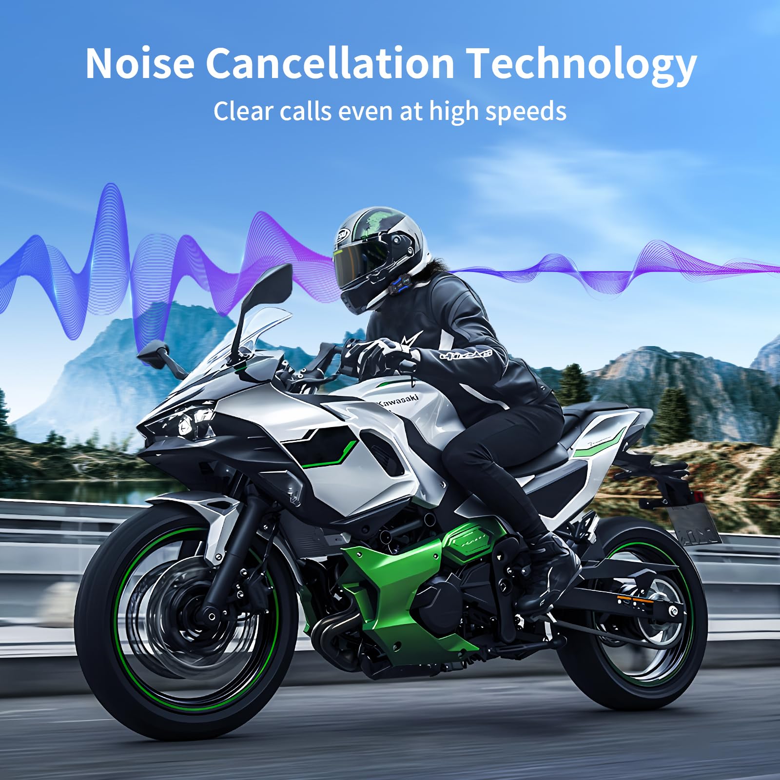 Fodsports Motorcycle Bluetooth intercom FX4 Pro 1200m Helmet Intercom,4 Riders Motorcycle Bluetooth Headset,Universal Bluetooth Helmet Headset,Helmet Communication System FM/Hard &Soft Mic/2Pack