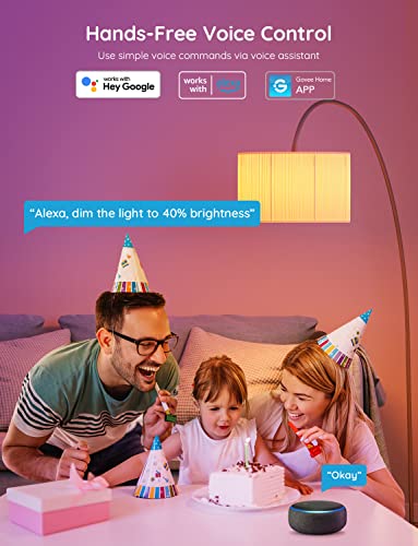 Govee Smart Light Bulbs, Color Changing Light Bulbs with Music Sync, 54 Dynamic Scenes, 16 Million DIY Colors WiFi & Bluetooth Light Bulbs Work with Alexa, Google Assistant & Govee Home App, 1 Pack