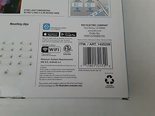 Feit Electric TAPE16/RGBW/AG/RP 100 Watt Equivalent WiFi Dimmable, No Hub Required, Alexa or Google Assistant LED Smart Light Tape Strips