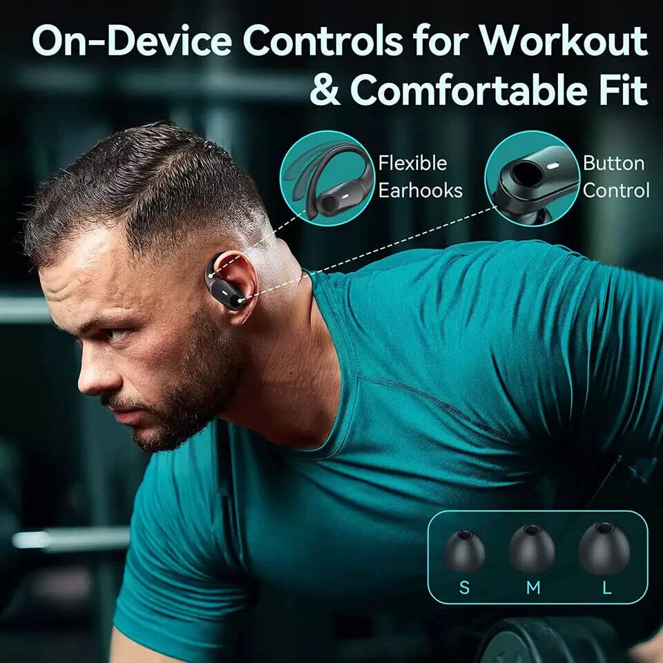 SGNICS for Samsung Galaxy S22+ Wireless Earbuds Headphones with Charging Case & Dual Power Display Over-Ear Waterproof with Mic for Sport Running Workout Black