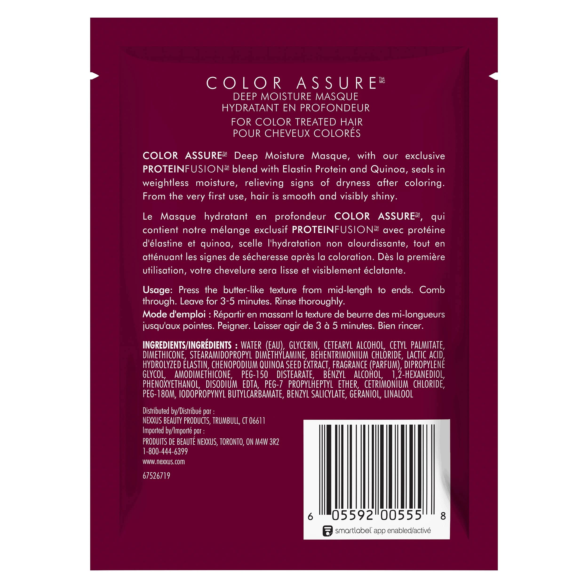 Nexxus Deep Moisture Mask Color Assure Long Lasting Vibrancy, Conditioning Mask for Color Treated Hair, 1.5 Ounce (Pack of 10)