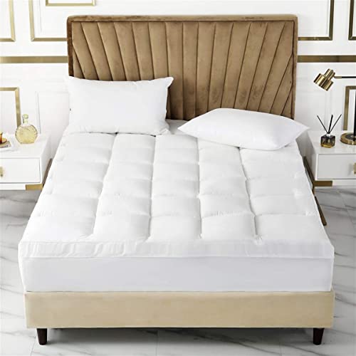 JURLYNE Full XL Mattress Topper - Extra Thick Cooling Mattress Pad Cover - Pillow Top with Breathable 4D Spiral Fiber Filling Mattress Cover
