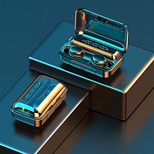 GrowToChoice in-Ear Headphone Waterproof LCD Display Stereo Power Bank Mobile Phone Wireless Earbuds - White