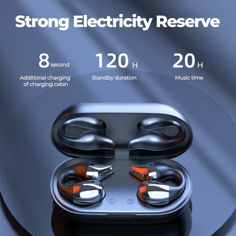 seuloo Blueoxy Wireless Ear Clip Bone Conduction Headphones,Ear Clip Bone Conduction Headphones Bluetooth,Bone Conduction Earbuds (Black-A)