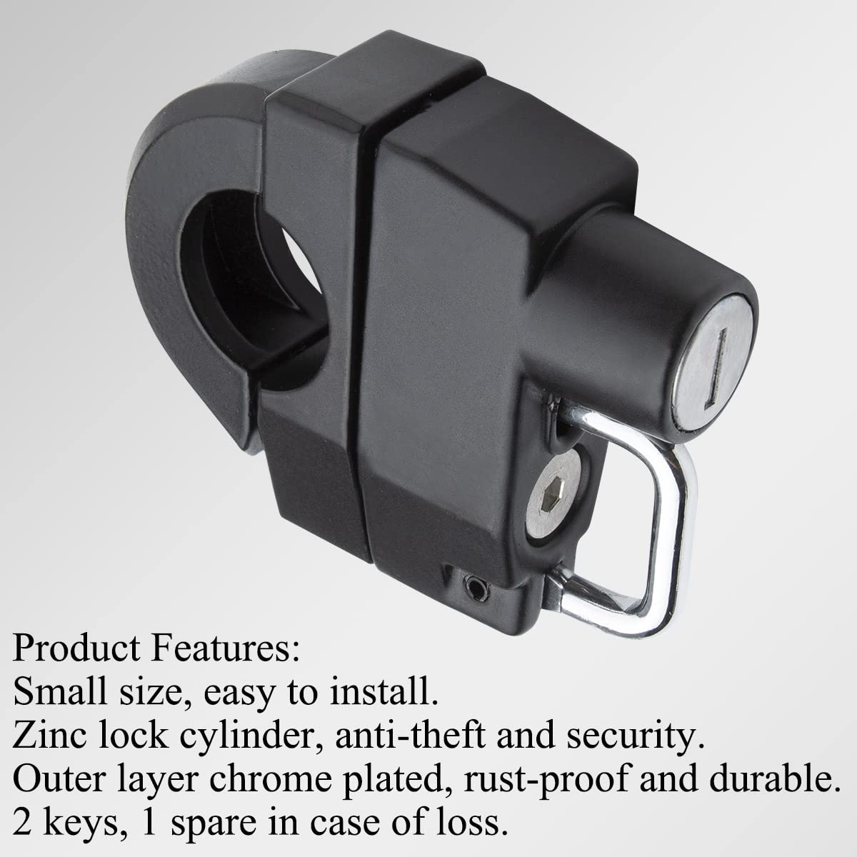 Motorcycle Helmet Lock Fits 7/8" (22mm) Handlebar Anti-Theft Helmet Security Lock with 2 Keys Fit for Motorbike Scooter Street Bike