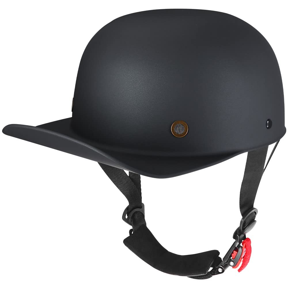 Yesmotor Baseball Style Cap Retro Motorcycle Helmet Unisex-Adult - DOT Approved (Matte Gray, Large)