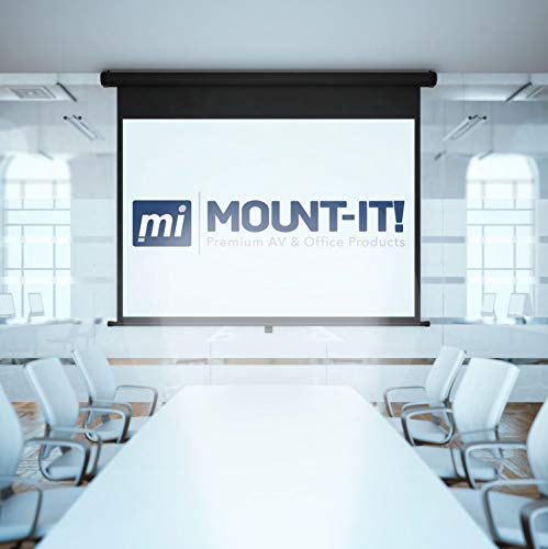 Mount-It! Projector Screen Wall Mount L-Brackets - Wall Hanging Bracket For Home Projector and Movie Screens, 6 inch Adjustable Mounting Hooks for Projection Screen, 1 Pair, White, 66 Lb Capacity Each