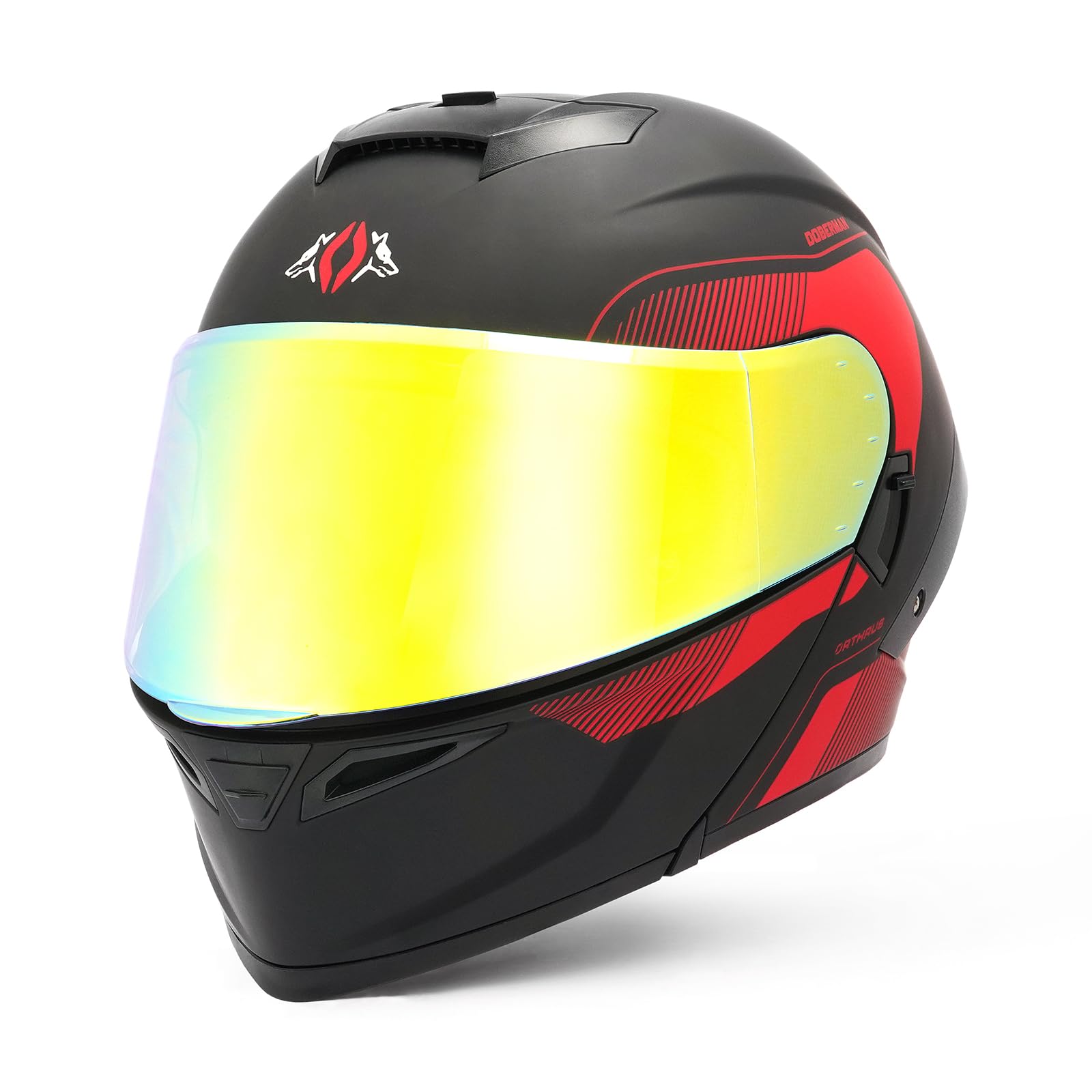 Orthrus Modular LED Full Face Motorcycle Helmet - DOT Approved, Flip-Up Dual Visor Design for Motorbikes, Street Bikes, Mopeds, Racing, Commuting - Unisex Adult