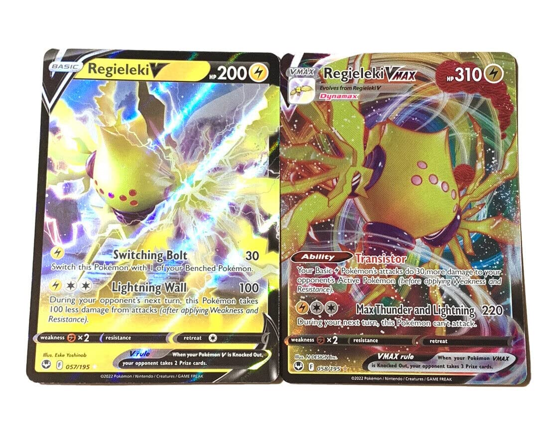 Regieleki V & Vstar 058/195- Silver Tempest - Pokemon Ultra Rare Card Lot - 2 Card Set