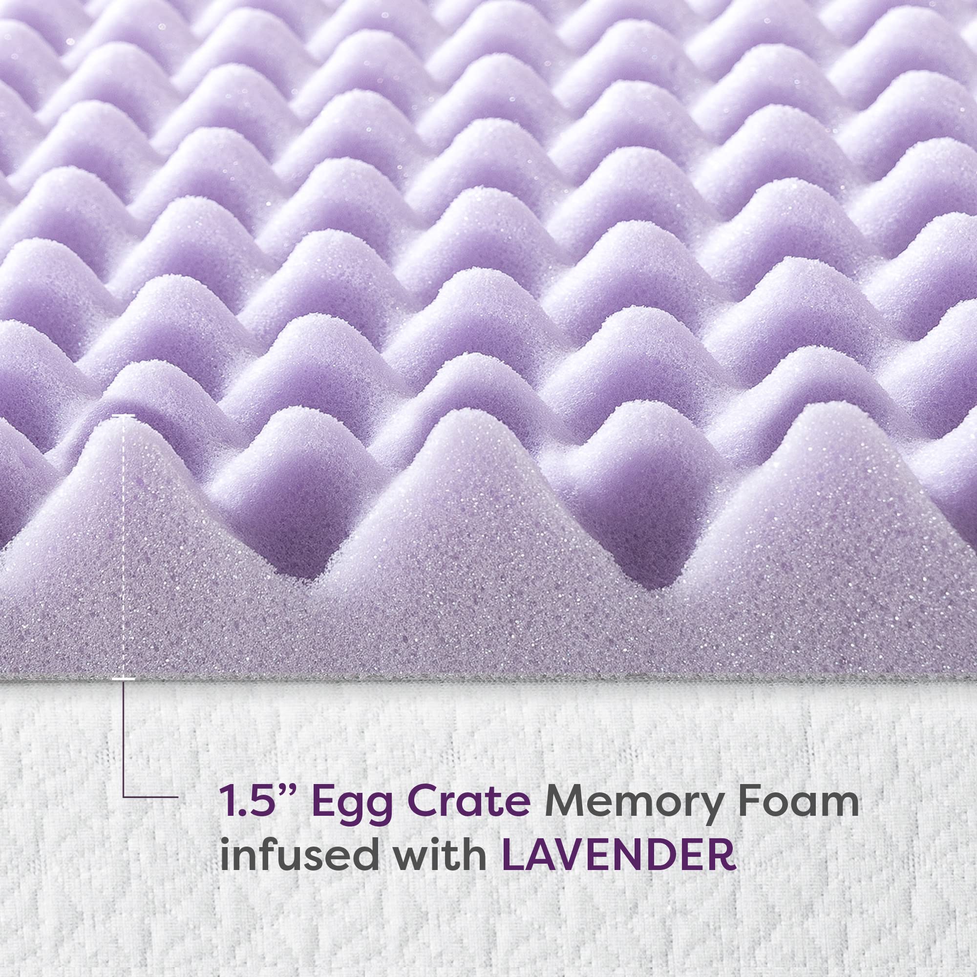 Best Price Mattress 1.5 Inch Egg Crate Memory Foam, Soothing Lavender Infusion, Twin Mattress Topper (ECMF-LV1.5T)