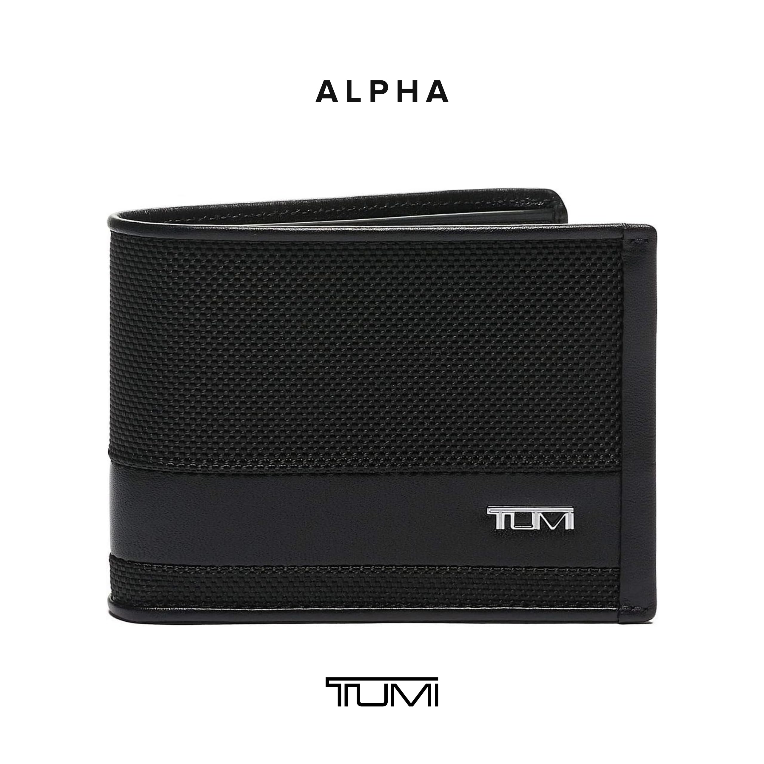 TUMI - Alpha Double Billfold - Ballistic Nylon Wallet - Secure, Durable Wallet - Hidden Card Pocket - 3.4" X 4.4" X 0.6" - Black