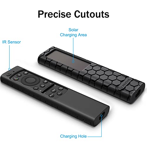 Fintie Protective Case for Samsung Smart Solar Cell Remote Control 2022 BN59-01385 BN59-01386 BN59-01391, Light Weight Kids-Friendly Anti Slip Shockproof Silicone Cover, Black