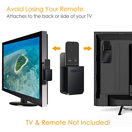 CaseBot Apple TV Remote Holder for Apple TV 4K 2022/2021/4th/3rd/2nd Gen, Roku Remote, Samsung Smart Hub 4K TV Remote, Mounting System Bracket Shelf, Black
