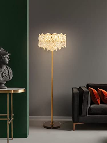 GRFIT Indoor Floor Lamp Crystal Floor Lamp Vertical Table Lamp Post-Modern Minimalist Living Room Study Floor Lamp Standing Reading Lamps