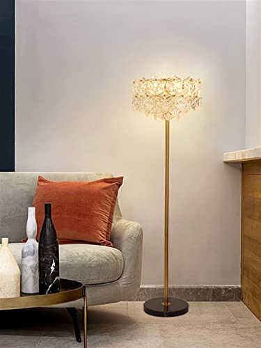 GRFIT Indoor Floor Lamp Crystal Floor Lamp Vertical Table Lamp Post-Modern Minimalist Living Room Study Floor Lamp Standing Reading Lamps