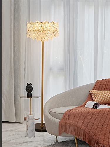 GRFIT Indoor Floor Lamp Crystal Floor Lamp Vertical Table Lamp Post-Modern Minimalist Living Room Study Floor Lamp Standing Reading Lamps