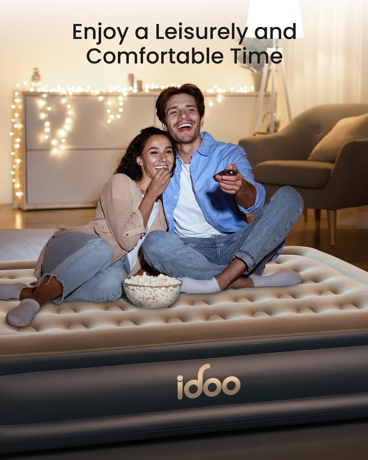 iDOO Air Mattress, Air Mattress Full with Built in Pump for Camping & Guest, 18" Raised Dual Chamber Airbed, Fast-Inflating Blow-up Bed, Colchon Inflable - Portable, Comfotable, 600lbs Max