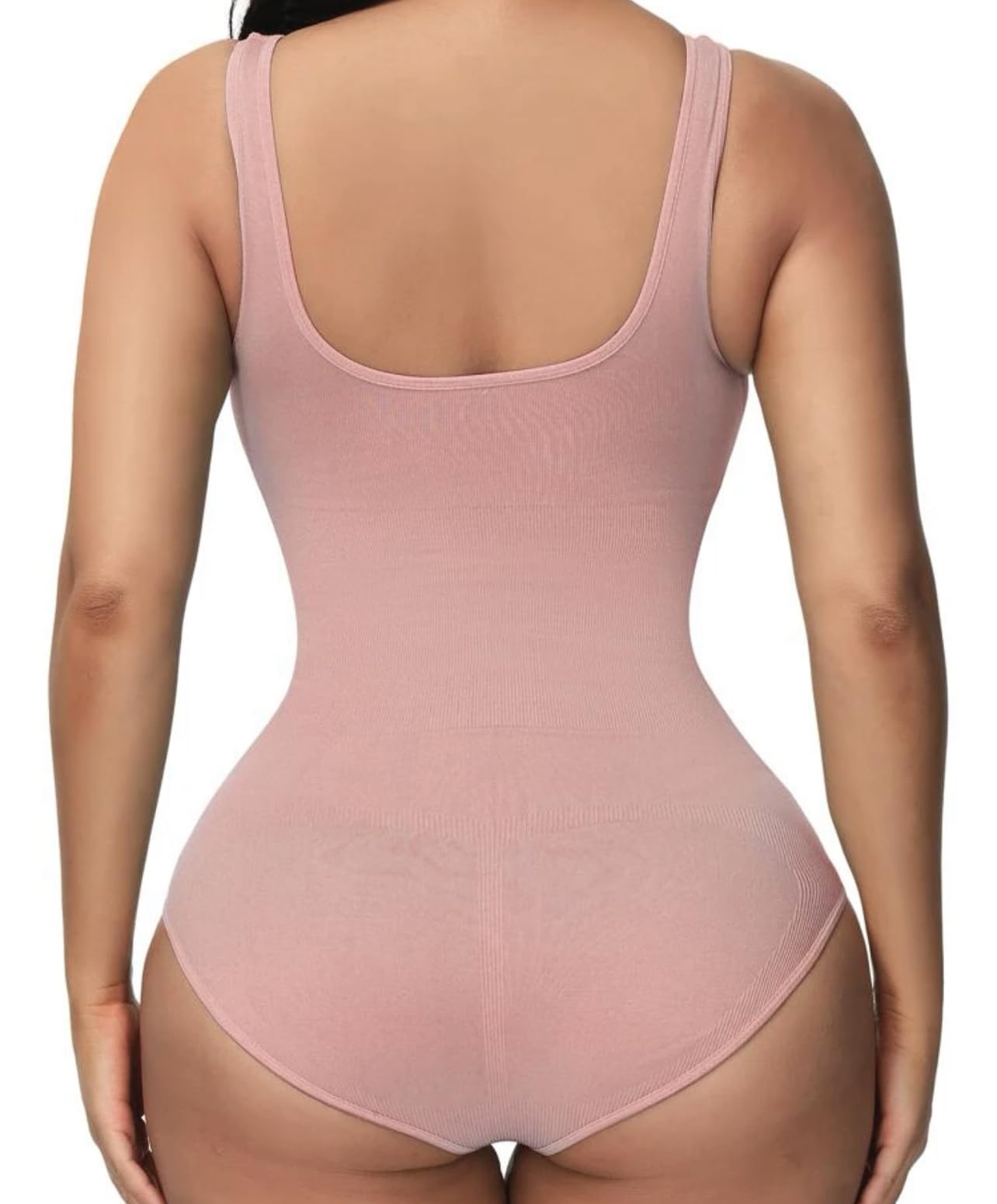 Femica Women's Solid Sculpting Bodysuit from Ultimate Control for Confident Comfort (Dusty Pink, Large)